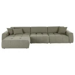 Ecksofa 3C Candy "Yoshy L-Form" Sofas Gr. B/H/T: 378cm x 74cm x 200cm, Struktur, Longchair links, grau (anthrazit) Zwei verschiedene Sitztiefen durch verstellbare Rückenlehne