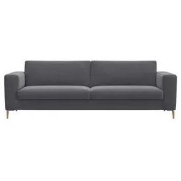 3-Sitzer FLEXLUX "Fiore, super Sitzkomfort durch Kaltschaum im Sitz" Sofas Gr. B/H/T: 229cm x 85cm x 92cm, Struktur, grau (thunder grau) breite Armlehnen, Füße Alu+ Eiche