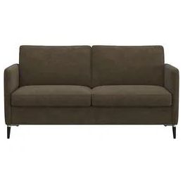 2-Sitzer FLEXLUX "Fiore, super Sitzkomfort durch Kaltschaum im Sitz" Sofas Gr. B/H/T: 149cm x 85cm x 92cm, Lederoptik, braun (camel brown) schmale Armlehnen, Füße Alu+schwarz