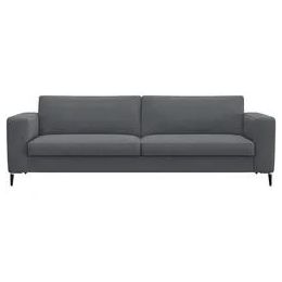 3-Sitzer FLEXLUX "Fiore, super Sitzkomfort durch Kaltschaum im Sitz" Sofas Gr. B/H/T: 229cm x 85cm x 92cm, Lederoptik, grau (elephant gre) breite Armlehnen, Füße Alu+schwarz