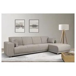 Ecksofa Home Affaire "LEMPS wahlweise Recamiere links oder rechts L-Form" Sofas Gr. B/H/T: 297cm x 85cm x 162cm, Material, Recamiere rechts, grau (hellgrau) incl. Zierkissen, Stellmaße 297x162 cm