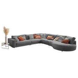 Ecksofa 3C Candy "Enisa II L-Form" Sofas Gr. B/H/T: 225cm x 86cm x 395cm, Easy care, langer Schenkel rechts, grau (platin) incl. 3 Flatterkissen, wahlweise mit Flecken-Schutz-Bezug Easy care