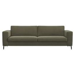 3-Sitzer FLEXLUX "Fiore, super Sitzkomfort durch Kaltschaum im Sitz" Sofas Gr. B/H/T: 229cm x 85cm x 92cm, Struktur, grün (moss green) breite Armlehnen, Füße Alu+schwarz