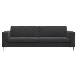 3-Sitzer FLEXLUX "Fiore, super Sitzkomfort durch Kaltschaum im Sitz" Sofas Gr. B/H/T: 229cm x 85cm x 92cm, Lederoptik, grau (shark grau) breite Armlehnen, Füße Alu