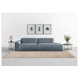 Big-Sofa Trendmanufaktur "Braga, mit hochwertigem Kaltschaum, Megasofa, in Cord erhältlich" Sofas Gr. B/H/T: 277 cm x 72 cm x 107 cm, Struktur weich LENNON, Recamiere rechts, blau (blue horizon) modernes Big-Sofa, Couch mit hohem Sitzkomfort, 27772107 cm (BHT)