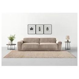 Big-Sofa Trendmanufaktur "Braga, mit hochwertigem Kaltschaum, Megasofa, in Cord erhältlich" Sofas Gr. B/H/T: 254 cm x 72 cm x 107 cm, Breitcord RIBBON, beige modernes Big-Sofa, Couch mit hohem Sitzkomfort, 25472107 cm (BHT)