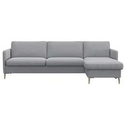 Ecksofa FLEXLUX "Fiore, super Sitzkomfort durch Kaltschaum im Sitz, L-Form" Sofas Gr. B/H/T: 247cm x 85cm x 92cm, Chenille, Chaiselongue rechts, grau (sophisto gre) schmale Armlehnen, Füße Alu+ Eiche