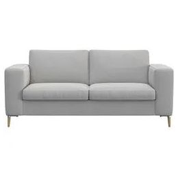 2-Sitzer FLEXLUX "Fiore Designsofa, bequem und komfortabel durch hochwertigen Sitzaufbau" Sofas Gr. B/H/T: 164cm x 85cm x 92cm, Struktur, grau (stone grau) breite Armlehnen, Kaltschaum, Füße Alu+ Eiche