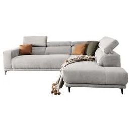 Ecksofa Alina "Hikari" Sofas Gr. B/H/T: 276cm x 102cm x 210cm, Cord GCT, Ottomane rechts, ohne Sitzvorzug, grau (platingrau gct 49) wahlweise mit Sitzvorzug, in modernem Cordstoff, Breite 276 cm