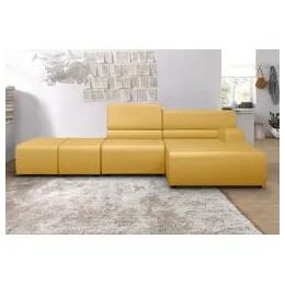 Ecksofa Egoitaliano "Babouche, Designsofa mit außergewöhnlichem Sitzkomfort zum Wohlfühlen" Sofas Gr. B/T: 384cm x 98cm, Leder BULL, Recamiere rechts, gelb