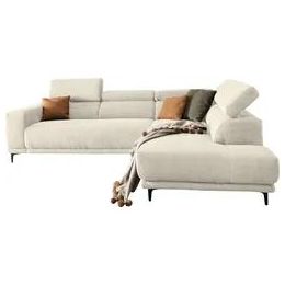 Ecksofa Alina "Hikari" Sofas Gr. B/H/T: 276cm x 102cm x 210cm, Cord GCT, Ottomane rechts, mit Sitzvorzug, beige (creme gct 11) wahlweise mit Sitzvorzug, in modernem Cordstoff, Breite 276 cm