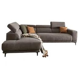 Ecksofa Alina "Hikari" Sofas Gr. B/H/T: 276cm x 102cm x 210cm, Cord GCT, Ottomane links, ohne Sitzvorzug, braun (braungrau gct 149) wahlweise mit Sitzvorzug, in modernem Cordstoff, Breite 276 cm