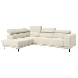 Ecksofa Alina "Hikari" Sofas Gr. B/H/T: 302cm x 102cm x 210cm, Cord GCT, Ottomane links, ohne Sitzvorzug, beige (creme gct 11) wahlweise mit Sitzvorzug, in modernem Cordstoff, Breite 302 cm