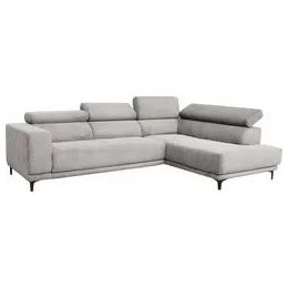 Ecksofa Alina "Hikari" Sofas Gr. B/H/T: 302cm x 102cm x 210cm, Cord GCT, Ottomane rechts, ohne Sitzvorzug, grau (platingrau gct 49) wahlweise mit Sitzvorzug, in modernem Cordstoff, Breite 302 cm