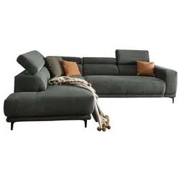 Ecksofa Alina "Hikari" Sofas Gr. B/H/T: 276cm x 102cm x 210cm, Cord GCT, Ottomane links, ohne Sitzvorzug, grün (olivgrün gct 333) wahlweise mit Sitzvorzug, in modernem Cordstoff, Breite 276 cm