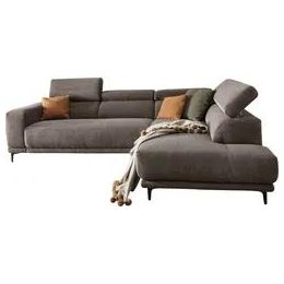 Ecksofa Alina "Hikari" Sofas Gr. B/H/T: 276cm x 102cm x 210cm, Cord GCT, Ottomane rechts, mit Sitzvorzug, braun (braungrau gct 149) wahlweise mit Sitzvorzug, in modernem Cordstoff, Breite 276 cm