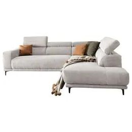 Ecksofa Alina "Hikari" Sofas Gr. B/H/T: 276cm x 102cm x 210cm, Cord GCT, Ottomane rechts, mit Sitzvorzug, grau (hellgrau gct 9) wahlweise mit Sitzvorzug, in modernem Cordstoff, Breite 276 cm