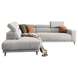 Ecksofa Alina "Hikari" Sofas Gr. B/H/T: 276cm x 102cm x 210cm, Cord GCT, Ottomane links, ohne Sitzvorzug, grau (platingrau gct 49) wahlweise mit Sitzvorzug, in modernem Cordstoff, Breite 276 cm