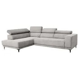 Ecksofa Alina "Hikari" Sofas Gr. B/H/T: 302cm x 102cm x 210cm, Cord GCT, Ottomane links, ohne Sitzvorzug, grau (platingrau gct 49) wahlweise mit Sitzvorzug, in modernem Cordstoff, Breite 302 cm