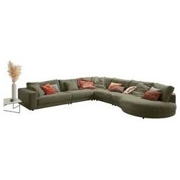 Ecksofa 3C Candy "Enisa II, bequem und komfortabel, Mega Familiensofa, L-Form", grün (oliv), B:225cm H:86cm T:395cm, 100% Polyester, Sofas, incl. 3 Flatterkissen, wahlweise mit Flecken-Schutz-Bezug Easy care