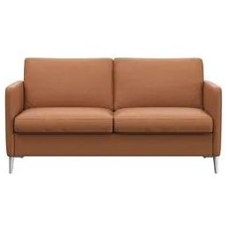 2-Sitzer FLEXLUX "Fiore, super Sitzkomfort durch Kaltschaum im Sitz" Sofas Gr. B/H/T: 149cm x 85cm x 92cm, Echtleder, braun (modern cogna) schmale Armlehnen, Füße Alu