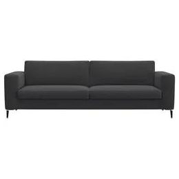 3-Sitzer FLEXLUX "Fiore, super Sitzkomfort durch Kaltschaum im Sitz" Sofas Gr. B/H/T: 229cm x 85cm x 92cm, Lederoptik, grau (shark grau) breite Armlehnen, Füße Alu+schwarz