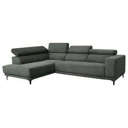 Ecksofa Alina "Hikari" Sofas Gr. B/H/T: 302cm x 102cm x 210cm, Cord GCT, Ottomane links, ohne Sitzvorzug, grün (olivgrün gct 333) wahlweise mit Sitzvorzug, in modernem Cordstoff, Breite 302 cm