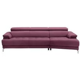 Ecksofa Egoitaliano "Soul, extravagantes Designsofa, Megasofa, super bequem, tolle Details" Sofas Gr. B/H/T: 246cm x 99cm x 140cm, Leder NUVOLE, Recamiere rechts, lila (violett) mit Trapez-Abschlußelement, inkl verstellbarer Kopfteile