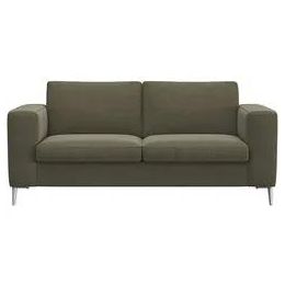 2-Sitzer FLEXLUX "Fiore, super Sitzkomfort durch Kaltschaum im Sitz" Sofas Gr. B/H/T: 164cm x 85cm x 92cm, Struktur, grün (moss grün) breite Armlehnen, Füße Alu