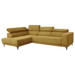 Ecksofa Alina "Hikari" Sofas Gr. B/H/T: 302cm x 102cm x 210cm, Cord GCT, Ottomane links, ohne Sitzvorzug, gelb (honiggelb gct 95) wahlweise mit Sitzvorzug, in modernem Cordstoff, Breite 302 cm