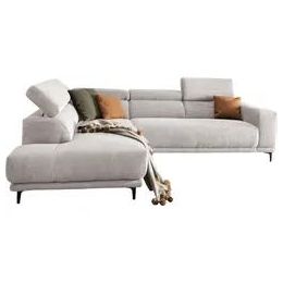 Ecksofa Alina "Hikari" Sofas Gr. B/H/T: 276cm x 102cm x 210cm, Cord GCT, Ottomane links, mit Sitzvorzug, grau (hellgrau gct 9) wahlweise mit Sitzvorzug, in modernem Cordstoff, Breite 276 cm