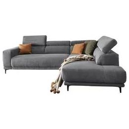 Ecksofa Alina "Hikari" Sofas Gr. B/H/T: 276cm x 102cm x 210cm, Cord GCT, Ottomane rechts, ohne Sitzvorzug, grau (dunkelgrau gct 79) wahlweise mit Sitzvorzug, in modernem Cordstoff, Breite 276 cm