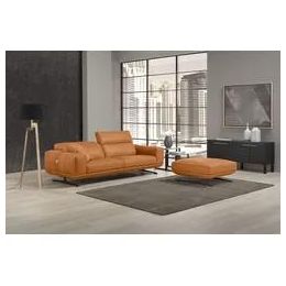 2,5-Sitzer Egoitaliano "Gloria, super bequem und hochwertige Verarbeitung, edles Design" Sofas Gr. B/H/T: 236cm x 96cm x 109cm, Leder BULL, orange beidseitig verstellbare Rückenelemente, mit Metallfüßen