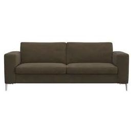 2,5-Sitzer FLEXLUX "Fiore, super Sitzkomfort durch Kaltschaum im Sitz" Sofas Gr. B/H/T: 196 cm x 85 cm x 92 cm, Lederoptik, braun (camel brown) breite Armlehnen, Füße Alu