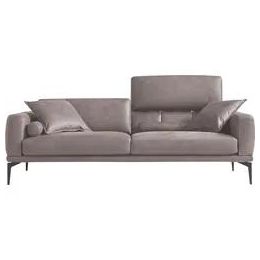 2,5-Sitzer Egoitaliano "Masu, Designsofa mit erstklassigem Sitzkomfort" Sofas Gr. B/H/T: 218cm x 95cm x 97cm, Leder BACIO, mit Rückenfunktion, beige (safari) inkl. 2 Kissenrollen, Rückenelemente manuell verstellbar, Metallfüße