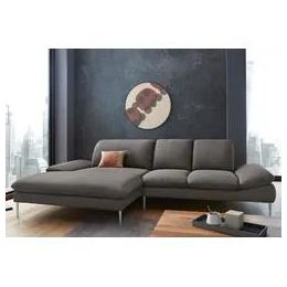 Ecksofa W.Schillig "enjoy&MORE" Sofas Gr. B/H/T: 310cm x 87cm x 185cm, Stoff S37, Recamiere links, mit Kopfteilverstellung-mit Armlehnenverstellung-mit Sitztiefenverstellung, grau (antracite s37) mit Sitztiefenverstellung, Füße Chrom glänzend, Breite 310 cm