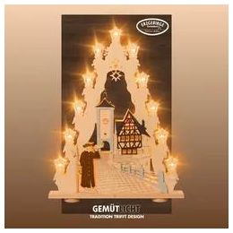 LED Lichterbogen Weigla "Rothenburg ob der Tauber, große Lichterspitze aus Holz, Fachwerkhaus" Schwibbögen Gr. B/H/T: 52cm x 67cm x 6cm, braun (natur/braun/schwarz) Erzgebirge garantiert, Weihnachtsdeko Innen, Weihnachtsbeleuchtung