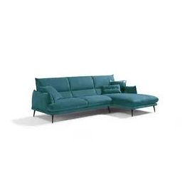 Ecksofa Egoitaliano "FUNNY, hochwertiges und aktuelles Design, bequeme Rückenlehne" Sofas Gr. B/H/T: 265cm x 90cm x 225cm, Microfaser, Recamiere rechts, grün (blaugrün) hochwertiger Sitzkomfort, L-Form