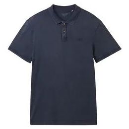 Tom Tailor Herren Poloshirt mit Logo Stickerei, blau, Uni, Gr. S