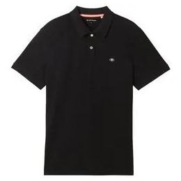 Tom Tailor Herren Basic Poloshirt, schwarz, Uni, Gr. XL