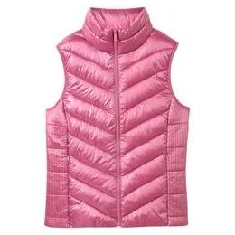 Tom Tailor Damen Leichte Steppweste, rosa, Uni, Gr. XXL