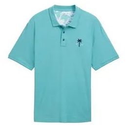 Tom Tailor Herren Plus - Poloshirt mit Print, blau, Print, Gr. 2XL