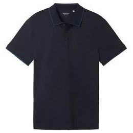 Tom Tailor Herren Basic Poloshirt, blau, Uni, Gr. XXL