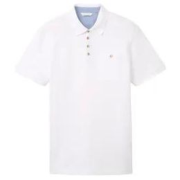 Tom Tailor Herren Poloshirt mit Struktur, weiß, Uni, Gr. XXL