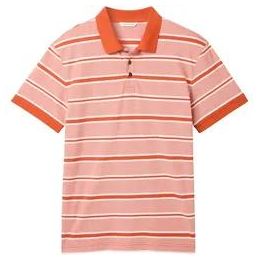 Tom Tailor Herren Poloshirt mit Streifenmuster, orange, Streifenmuster, Gr. XXL