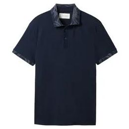 Tom Tailor Herren Basic Poloshirt, blau, Uni, Gr. XXL