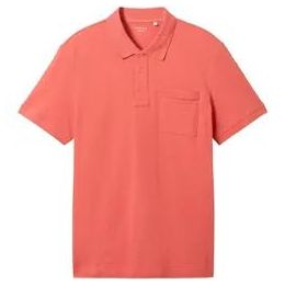 Tom Tailor Herren Poloshirt mit Struktur, rot, Uni, Gr. XXL