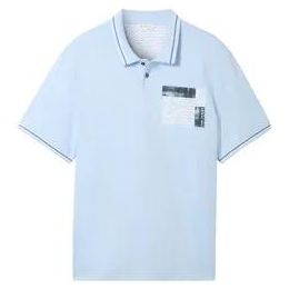 Tom Tailor Herren Plus - Poloshirt mit Print, blau, Print, Gr. 2XL