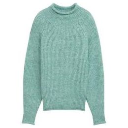 Tom Tailor DENIM Damen Relaxed Pullover mit Stehkragen, grün, Melange Optik, Gr. XXL