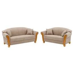 3-Sitzer Home Affaire "Milano" Sofas Gr. H/T: 83cm x 81cm, Microfaser VINTAGE, Set bestehend aus 2-Sitzer und 3-Sitzer, beige 2-Sitzer und 3-Sitzer, incl. Zierkissen